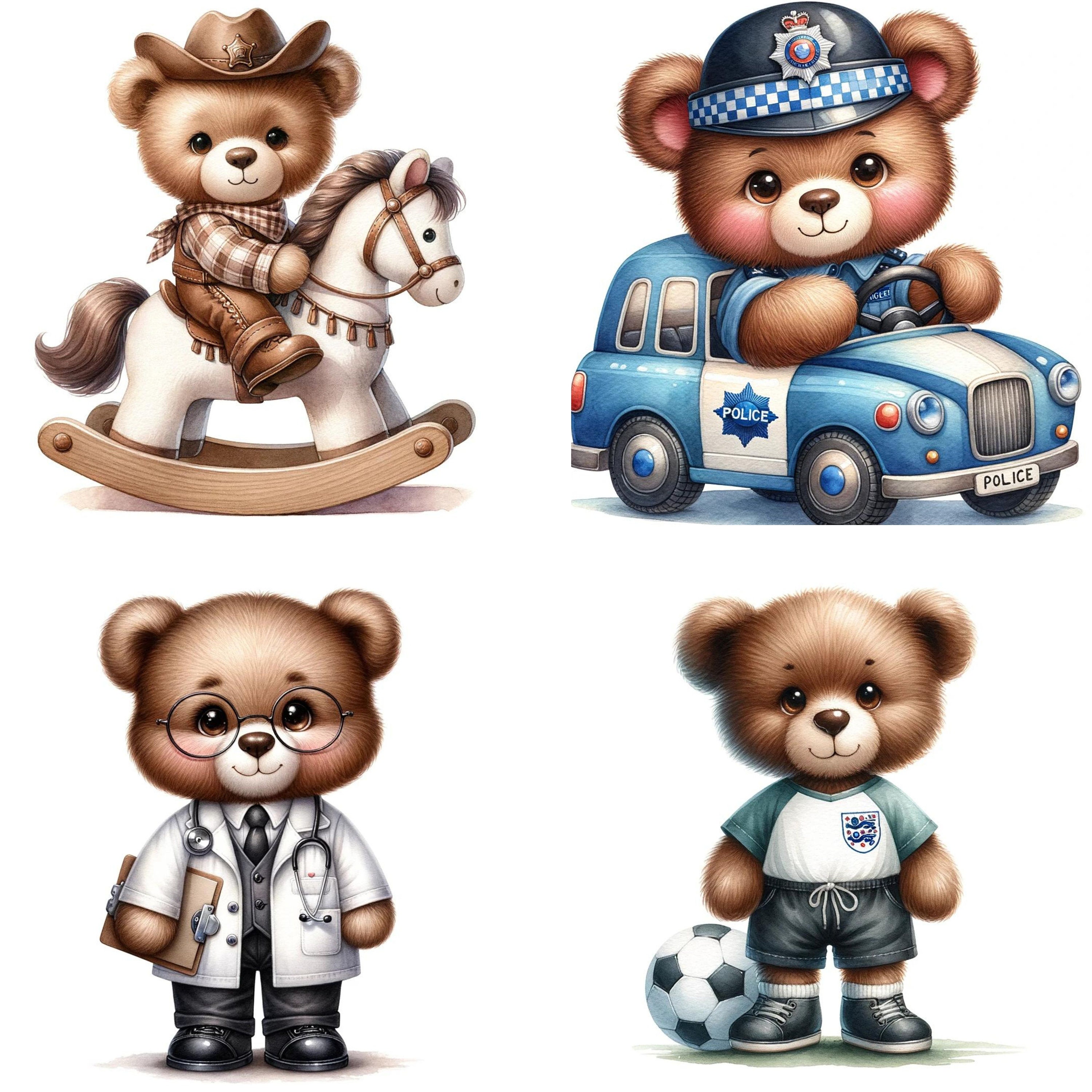 Dress up Teddy Bears, Digital Downloads, Clipart, Watercolour ...