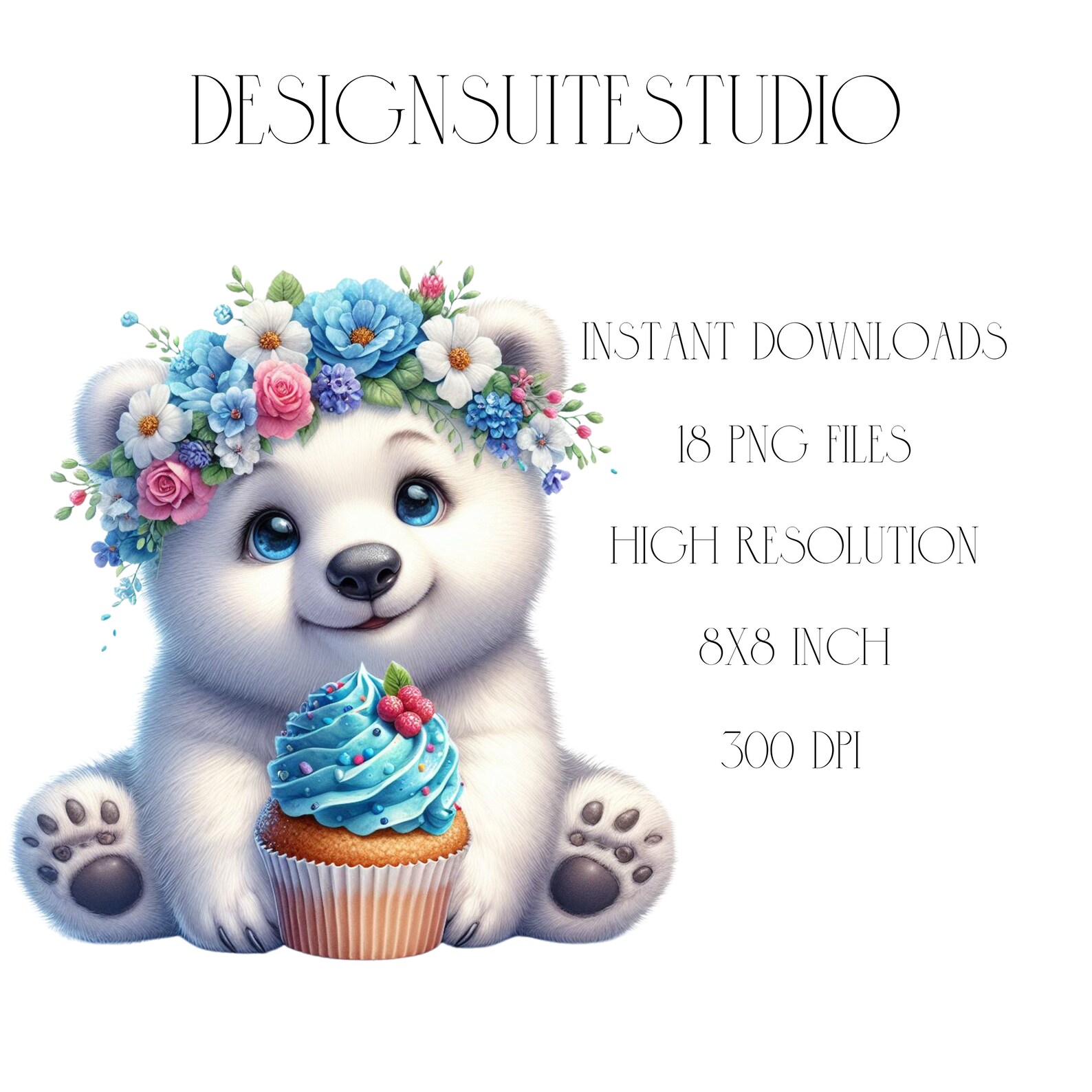Animal Cupcake Clipart, Watercolor PNG Images (digital Download) - Etsy