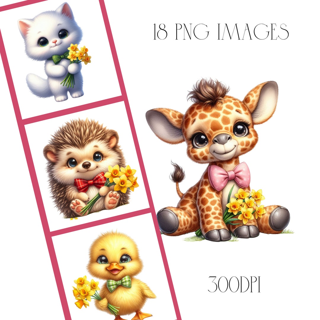 Spring Animals Clipart, Cute Clipart, Digital Downloads, 18PNG, Clipart ...