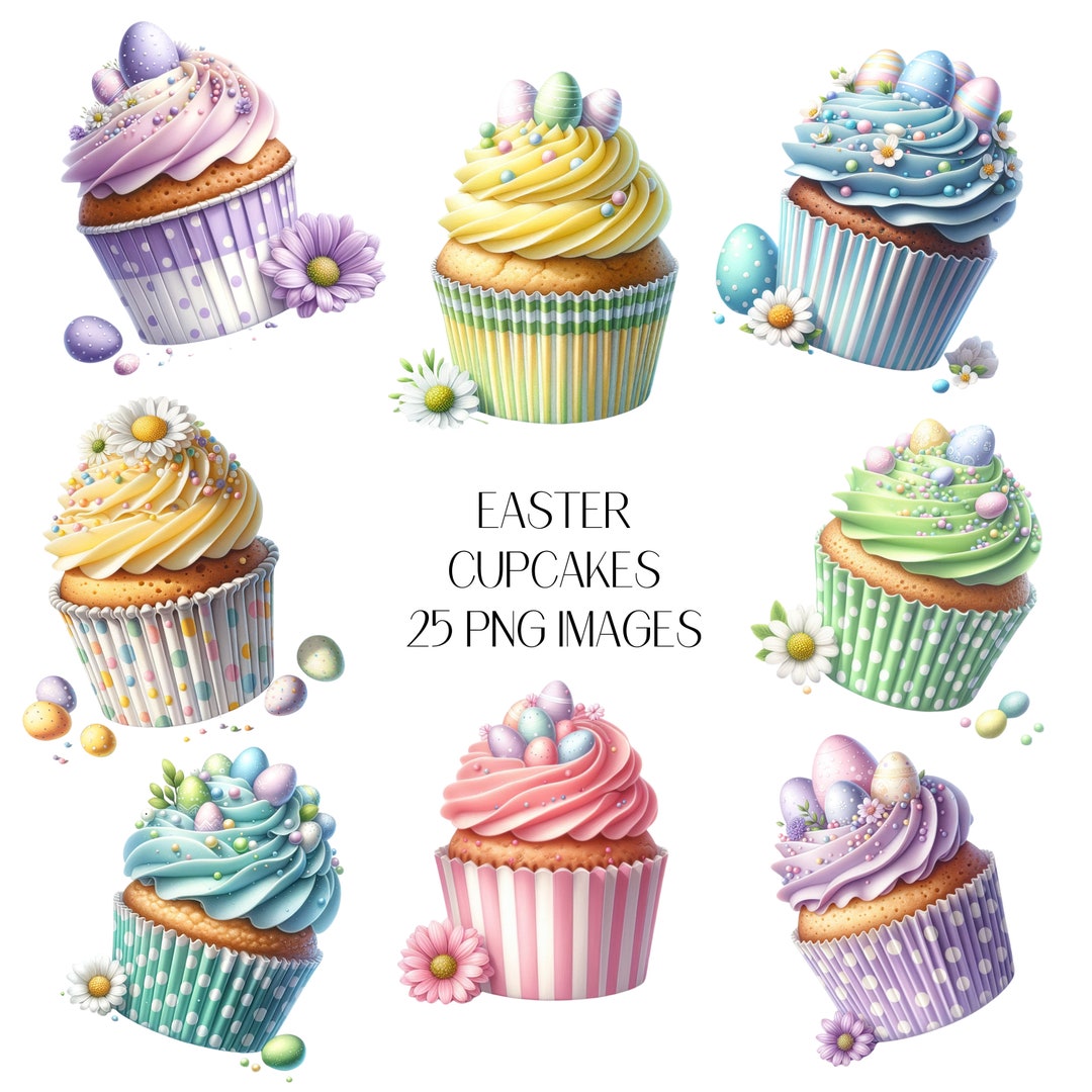 Easter Cupcake Clipart, Digital Downloads, Clipart, Watercolour ...