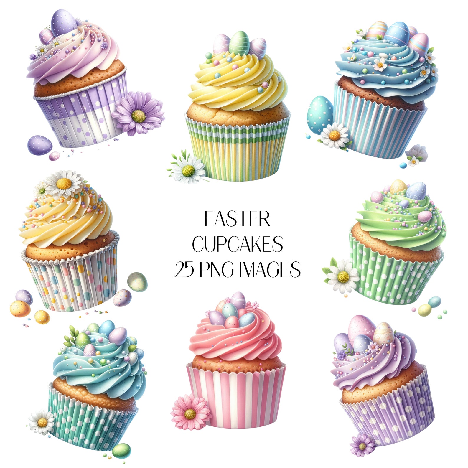 Easter Cupcake Clipart, Digital Downloads, Clipart, Watercolour ...