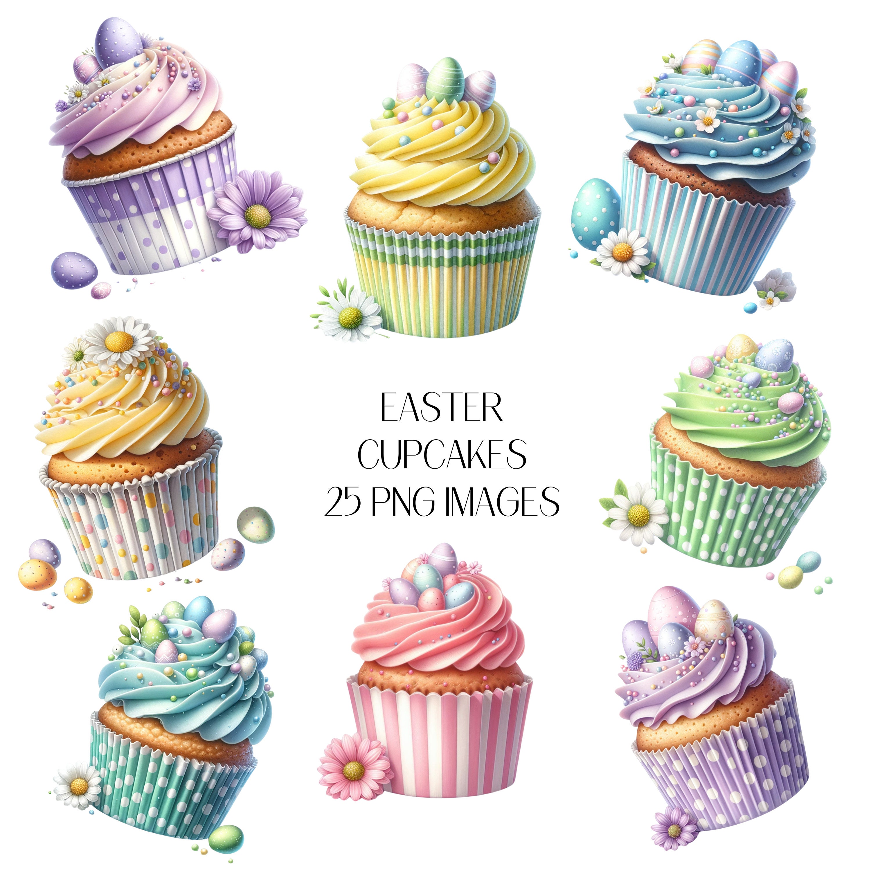 Easter Cupcake Clipart, Digital Downloads, Clipart, Watercolour ...