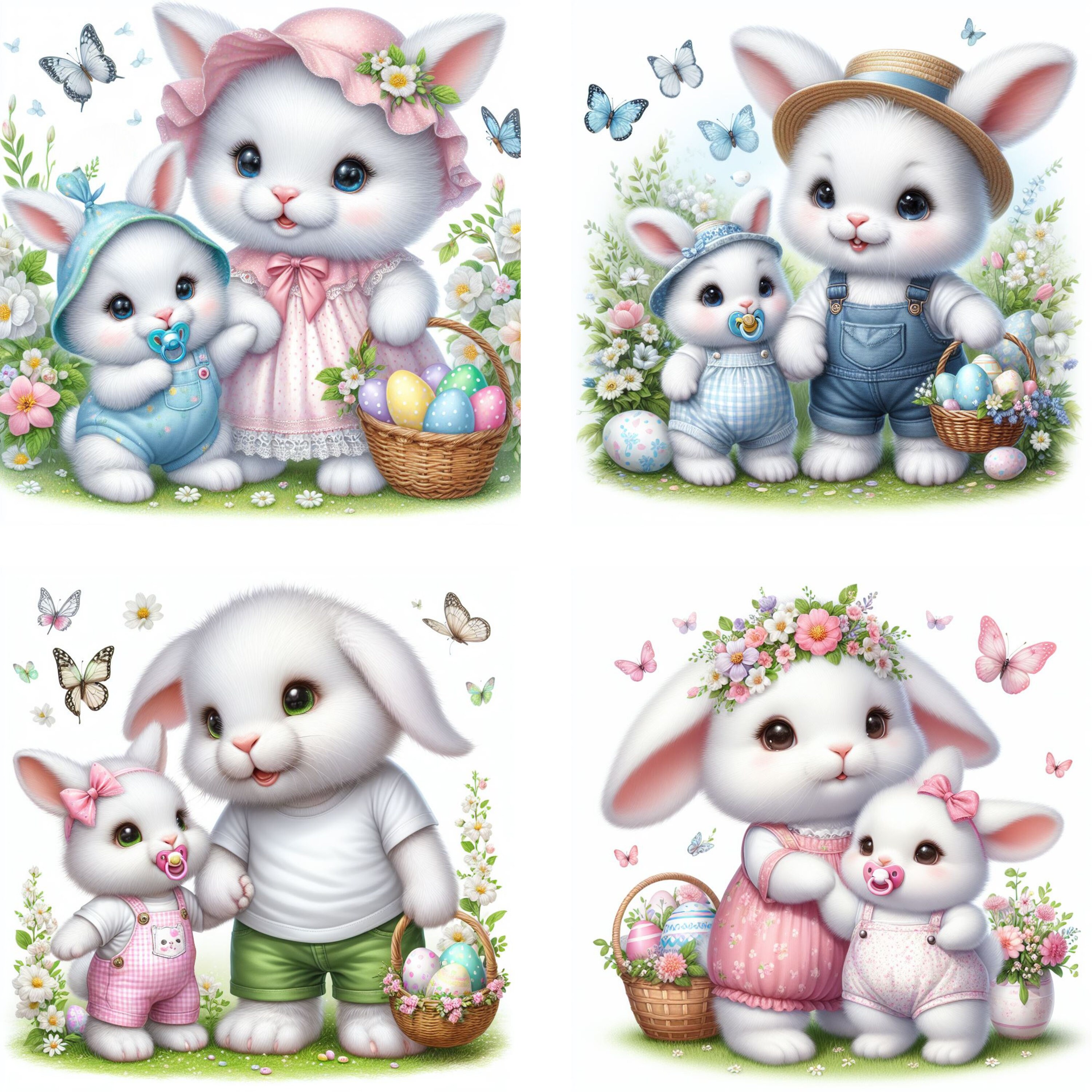 Easter Bunnies Clipart, Digital Downloads, Clipart, Watercolour ...