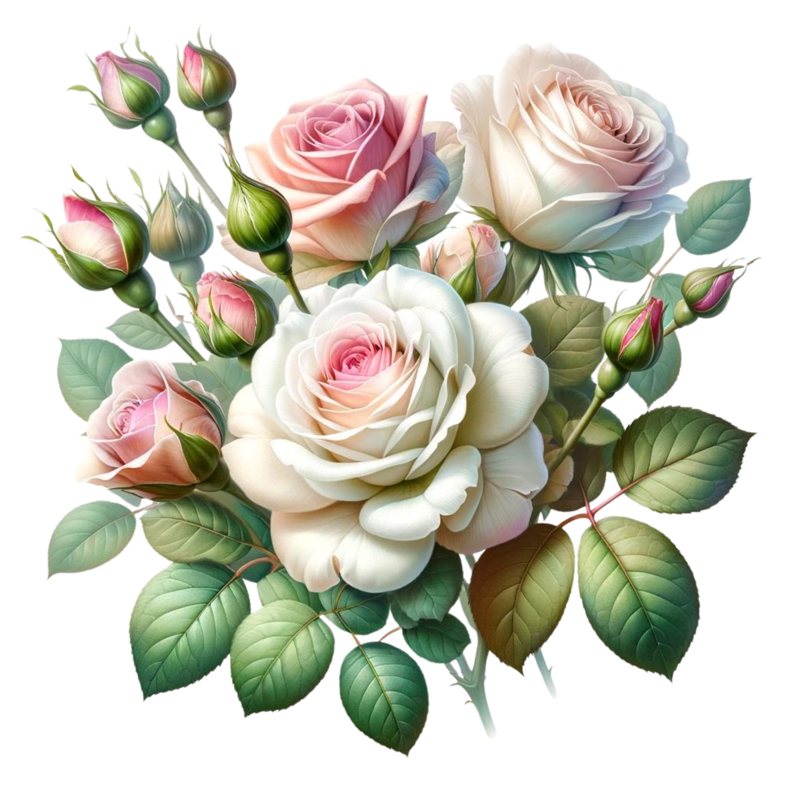 Roses Clipart, Floral Clipart, Digital Downloads, 18PNG, Clipart Images ...