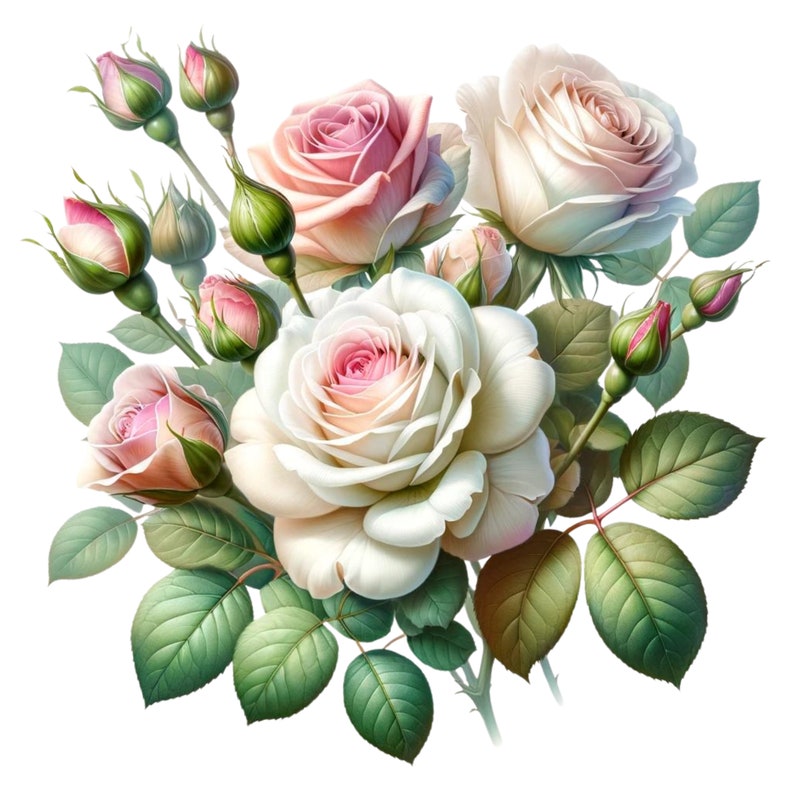 Roses Clipart, Floral Clipart, Digital Downloads, 18PNG, Clipart Images ...