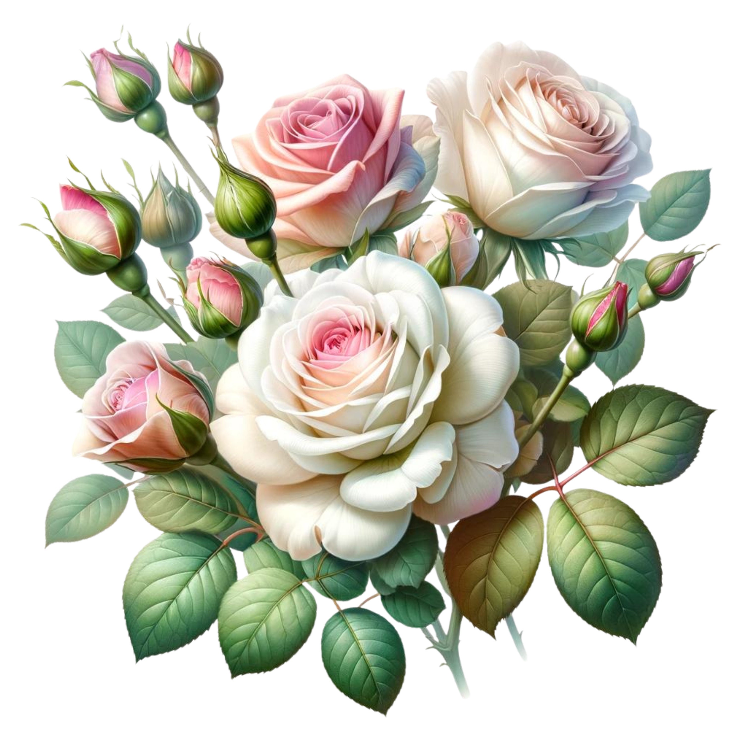 Roses Clipart, Floral Clipart, Digital Downloads, 18PNG, Clipart Images ...