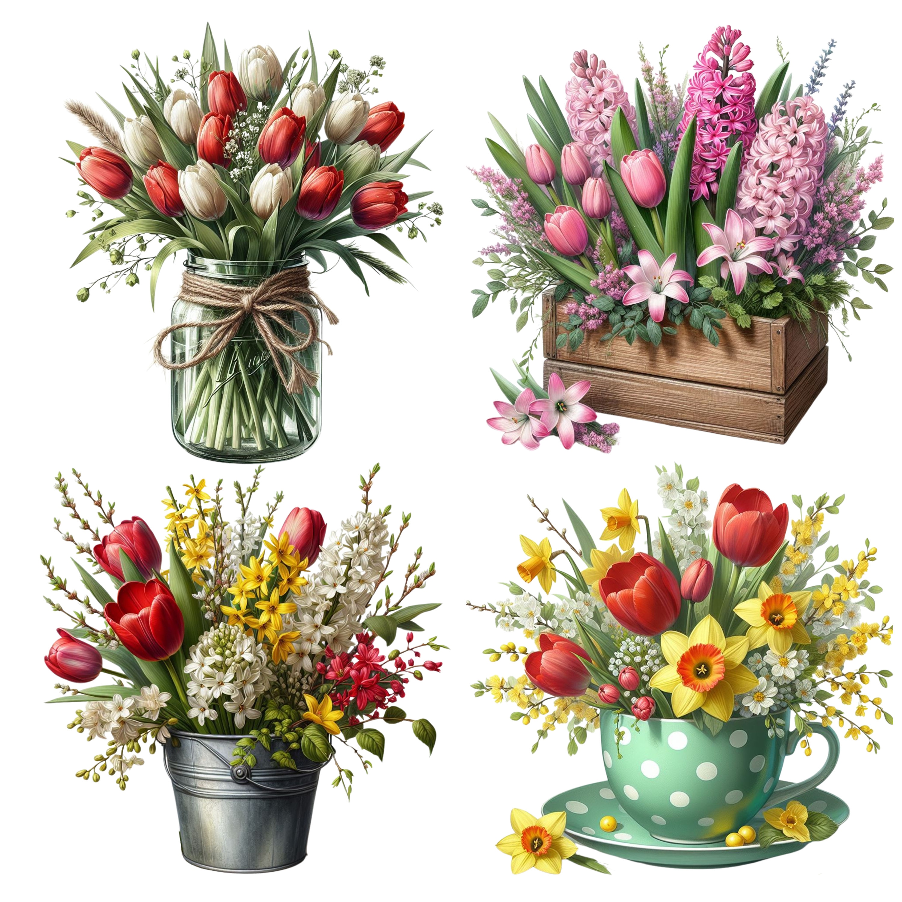 Spring Flowers Clipart, Digital Downloads, Clipart, Watercolour ...