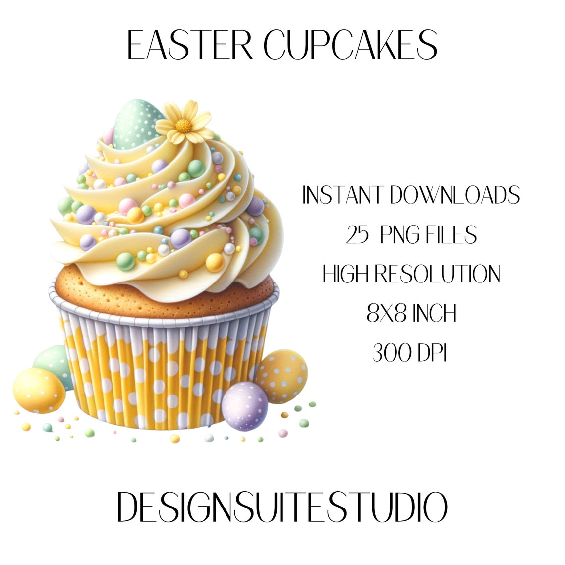 Easter Cupcake Clipart, Digital Downloads, Clipart, Watercolour ...
