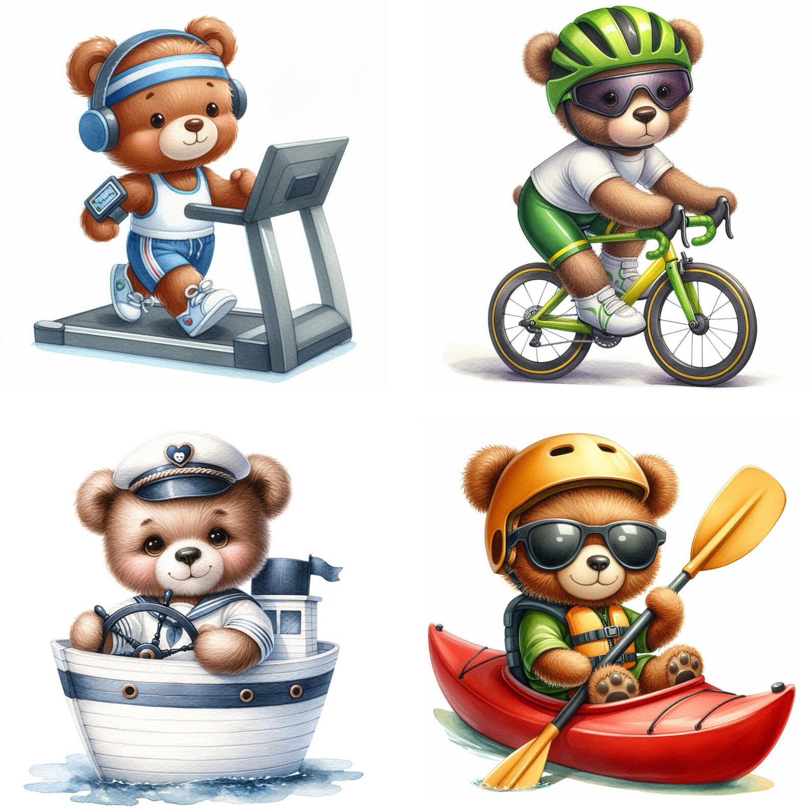 Dress up Teddy Bears, Digital Downloads, Clipart, Watercolour ...