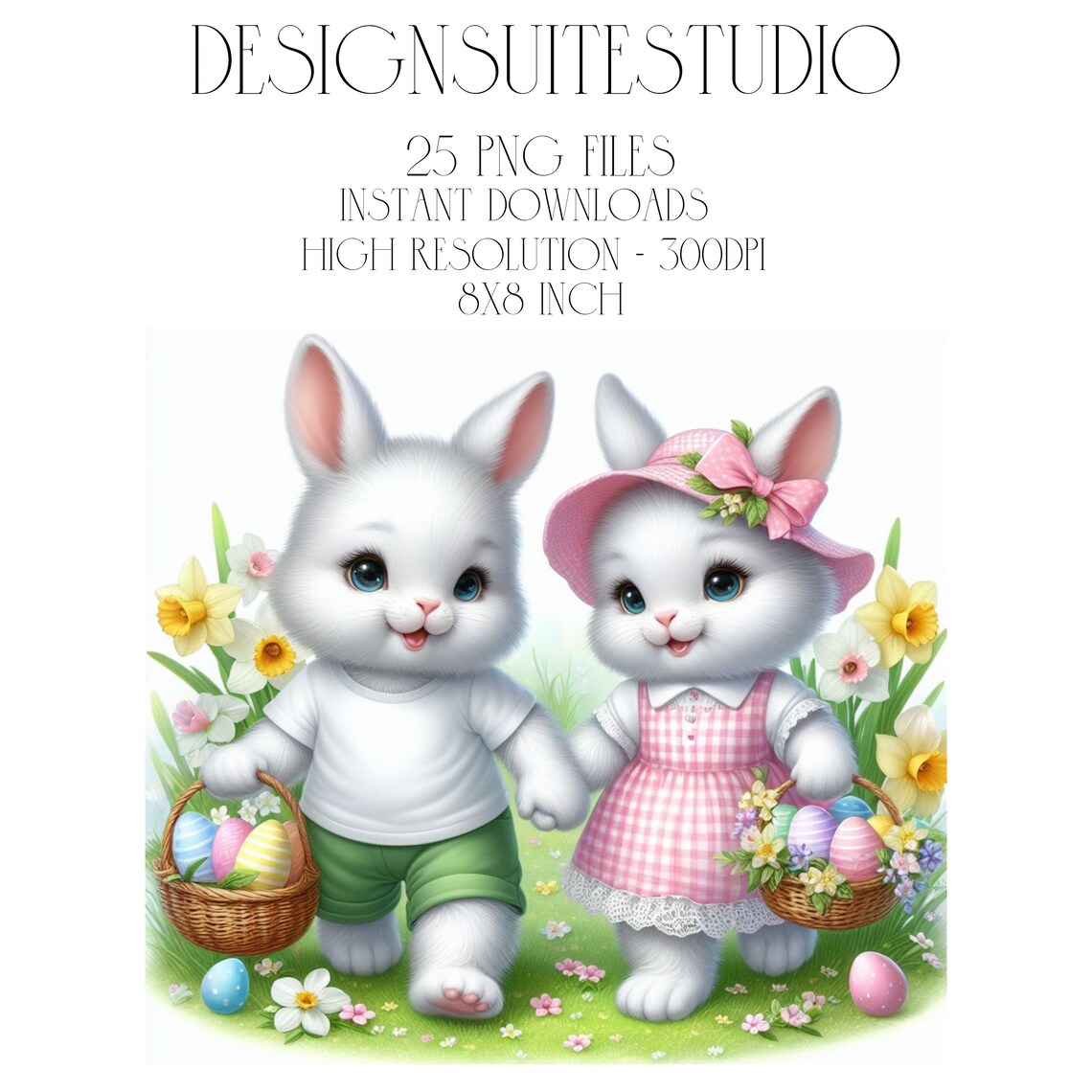 Easter Bunnies Clipart, Digital Downloads, Clipart, Watercolour ...