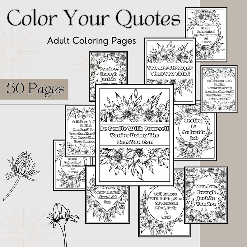 Color Your Quotes / Adult Coloring Pages / 50 Pages / Coloring Pages ...