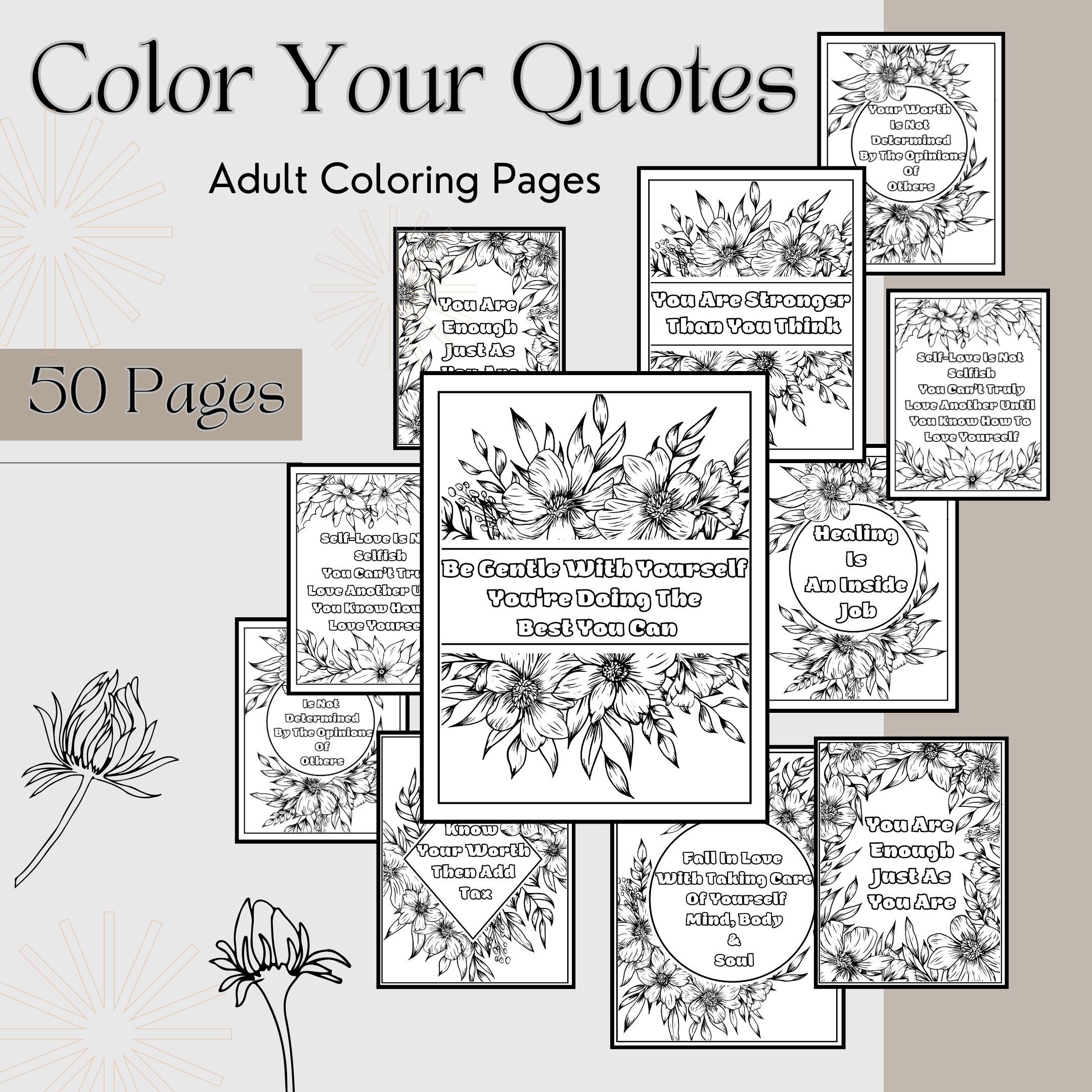 Color Your Quotes / Adult Coloring Pages / 50 Pages / Coloring Pages ...