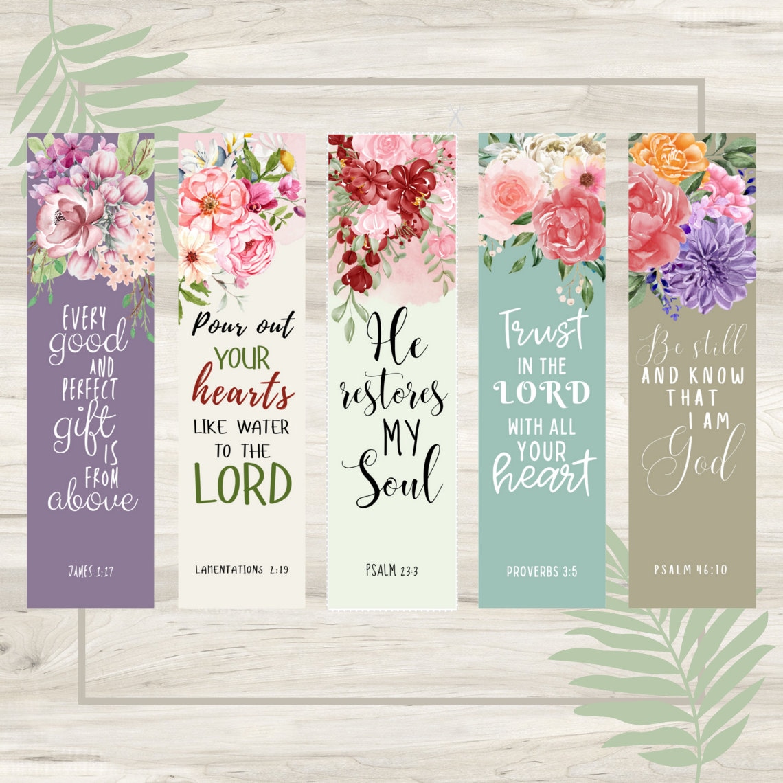 Printable Scripture Floral Bookmarks - Etsy