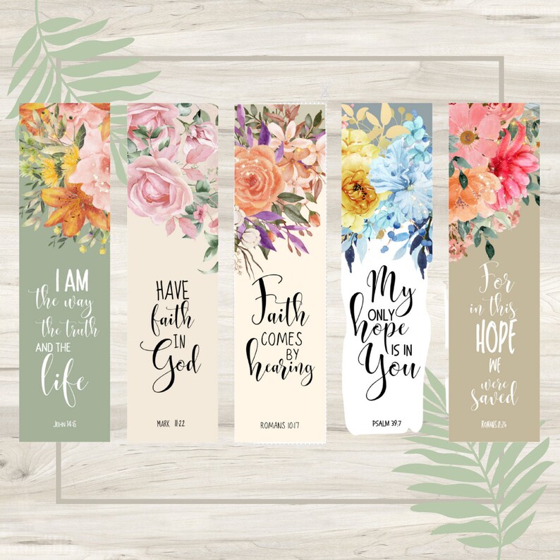 Printable Scripture Floral Bookmarks - Etsy