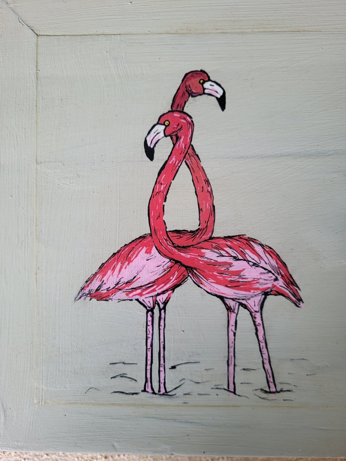 Upcycled Antique Writing Slope With Flamingo's and Palms - Perfect for ...