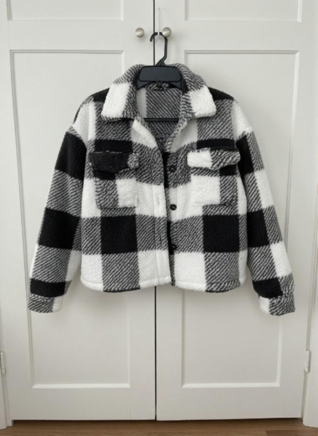 Soft Plaid Sherpa Shacket, Ladies Fall Cozy Teddy Fleece Jacket for ...
