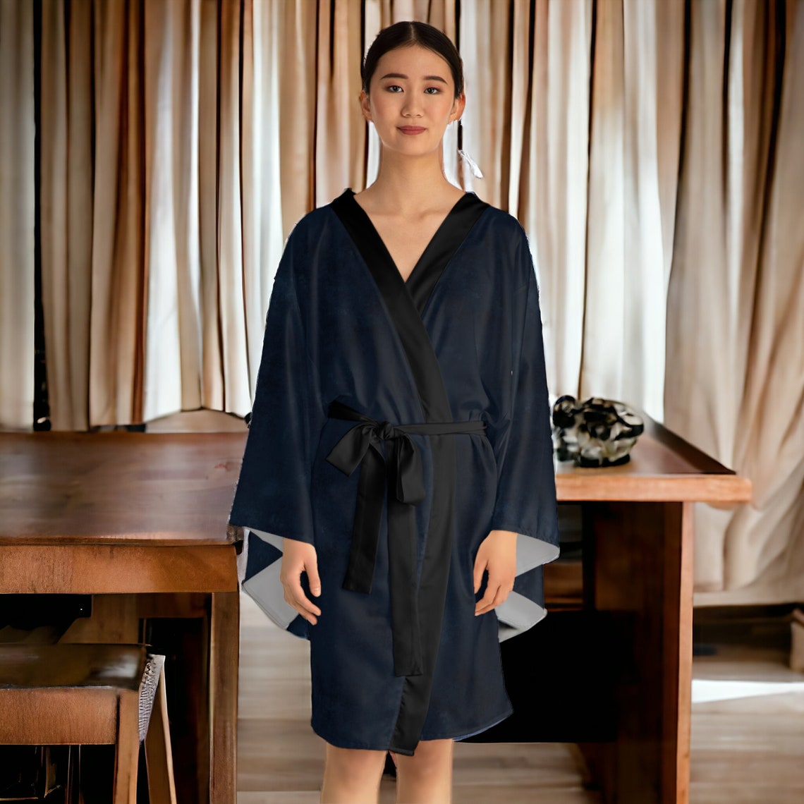 Women's Night Robe, Chic Ladies Nightwear, Japanese Style Long Sleeve ...