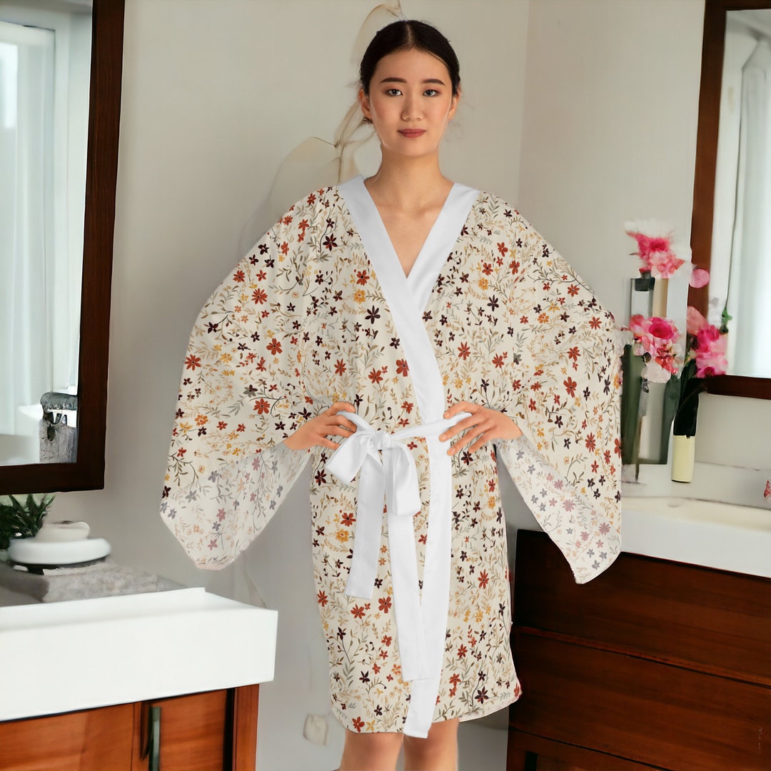Women's Night Robe, Chic Ladies Nightwear, Japanese Style Long Sleeve ...