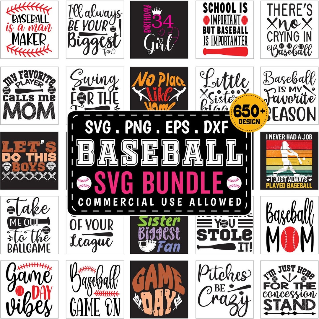 Baseball SVG Bundle, Baseball Png, Baseball Cut Files, Funnt Baseball ...
