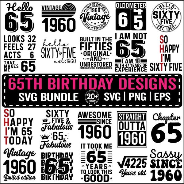 65th Birthday Svg - Etsy