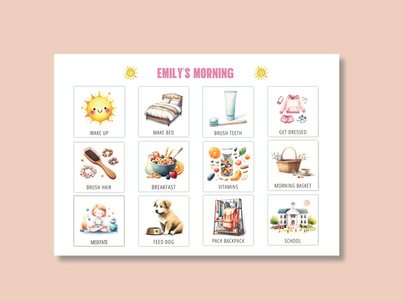 Editable Daily Routine Cards for Kids Chore Charts Daily Schedule for ...