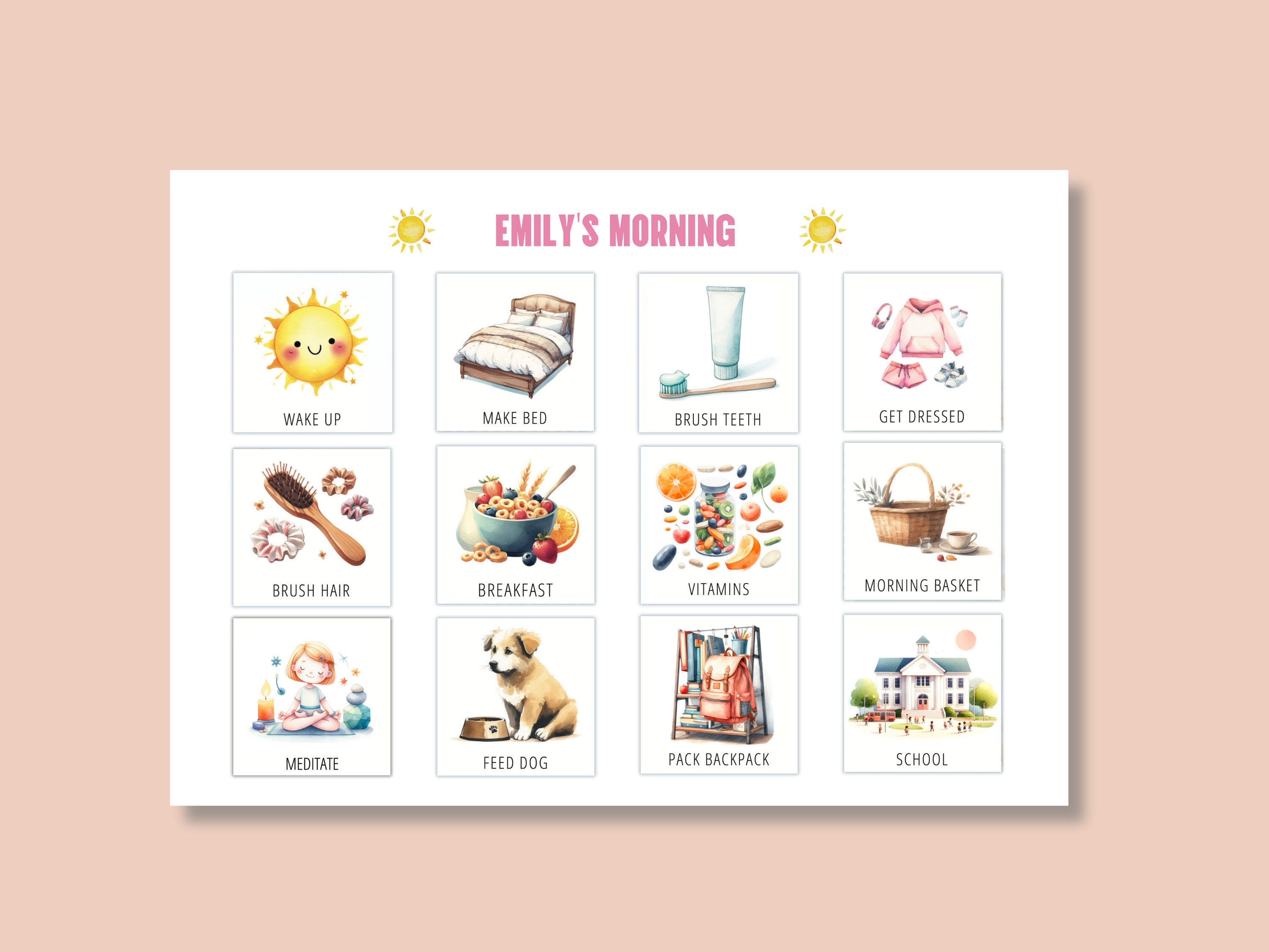 Editable Daily Routine Cards for Kids Chore Charts Daily Schedule for ...