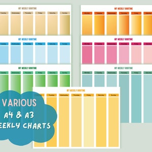 Editable Daily Routine & Weekly Routine Cards for Kids | Chore Charts ...