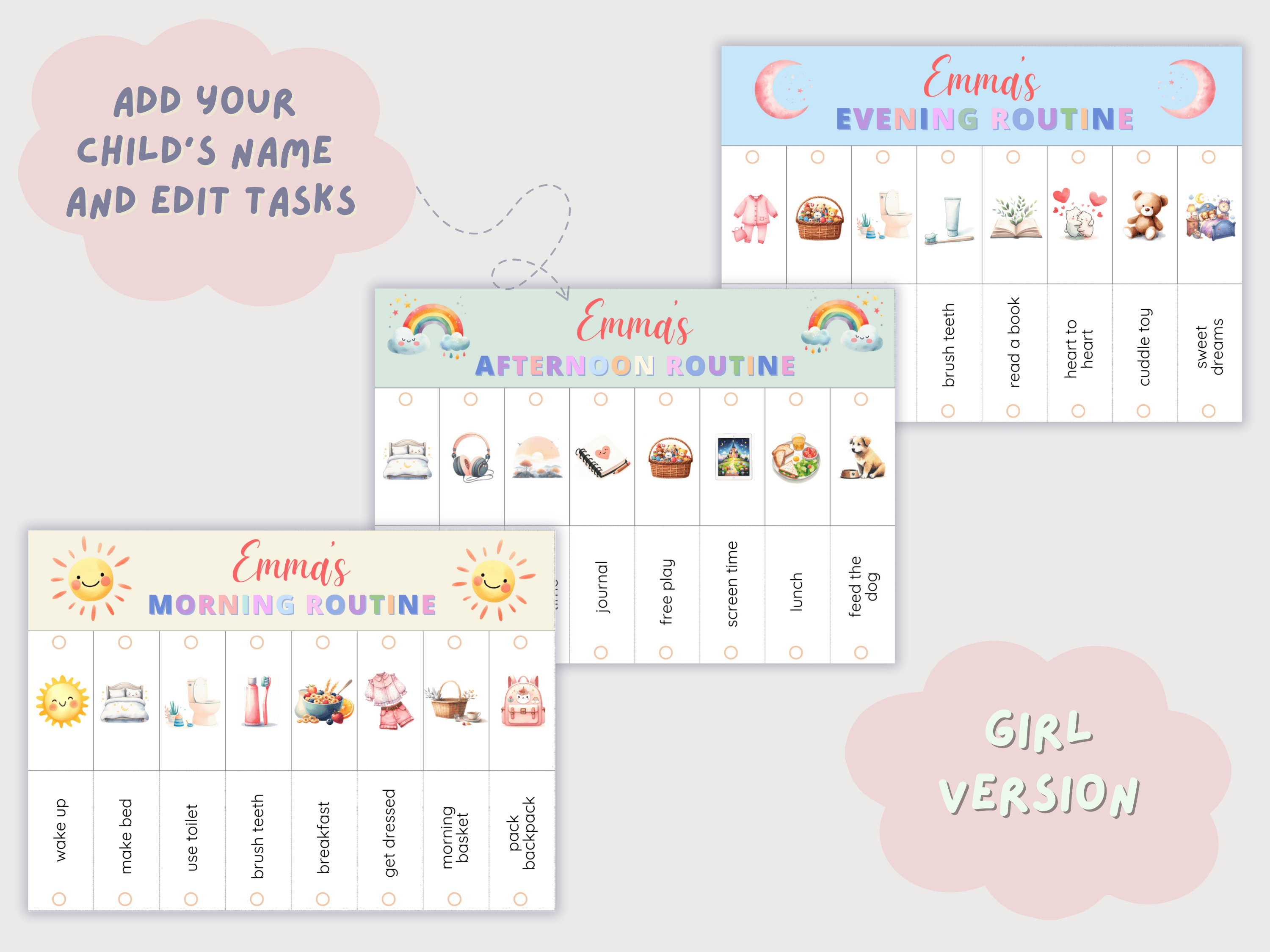 Editable Routine Flip Chart Kids Daily Routine Morning Routine Bedtime ...