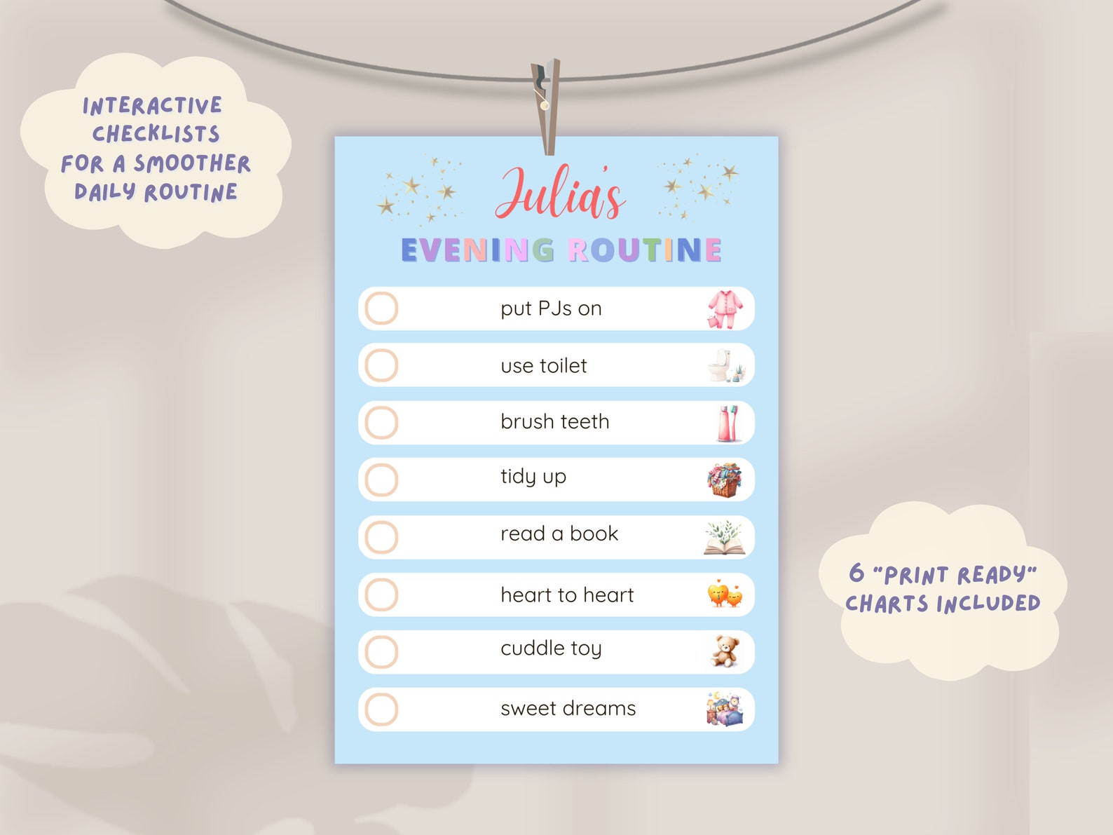 Editable Kids Routine Chart: Visual Schedule (PDF Download) - Etsy