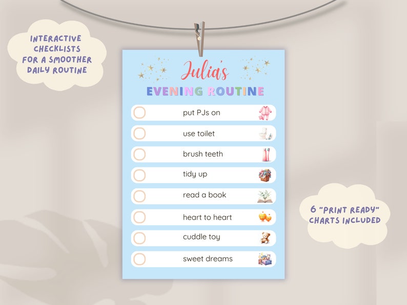 Editable Kids Daily Routine Chart | Morning Routine | Bedtime Routine ...