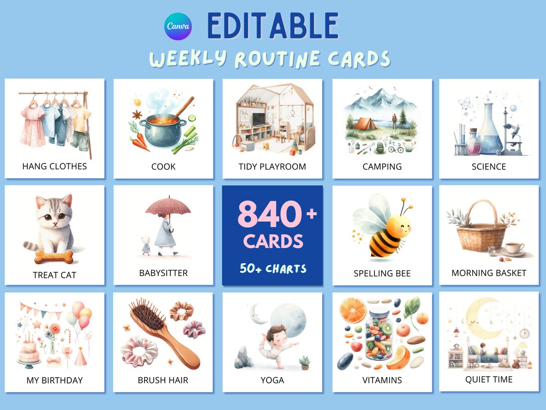 Editable Daily Routine | Weekly Routine Cards for Kids | Chore Charts ...