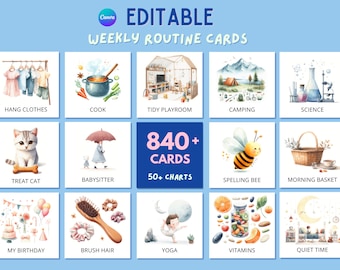 Fun Daily Routine Cards for Toddlers- Editable - Etsy