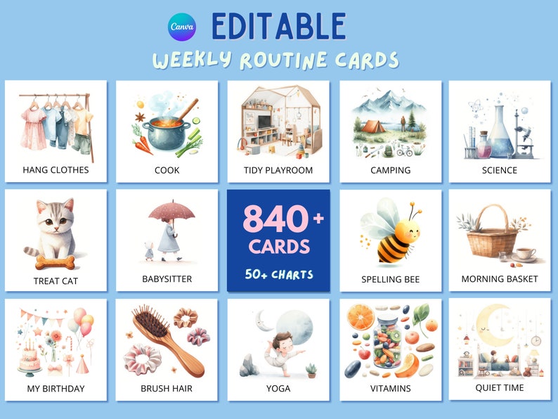 Editable Daily Routine | Weekly Routine Cards for Kids | Chore Charts ...