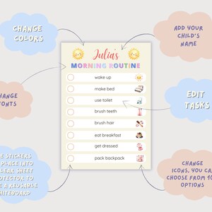 Editable Kids Routine Chart: Visual Schedule (PDF Download) - Etsy