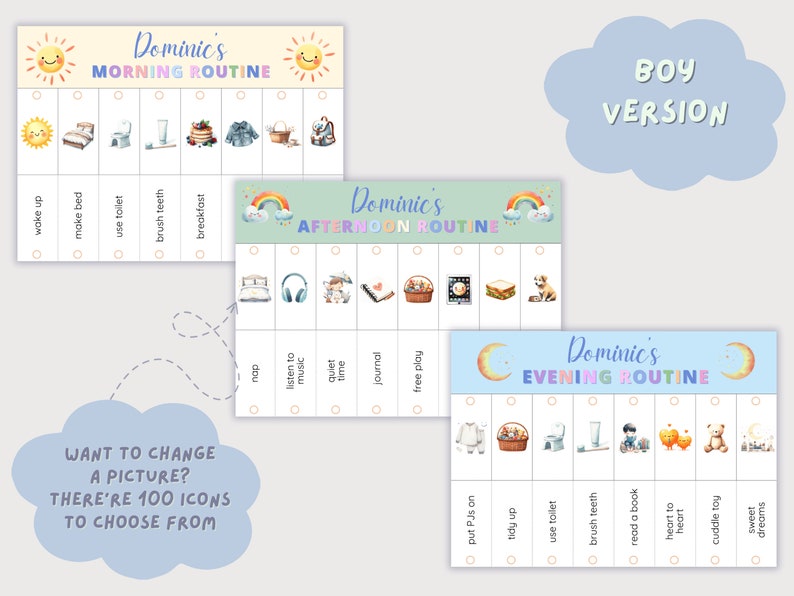 Editable Routine Flip Chart Kids Daily Routine Morning Routine Bedtime ...