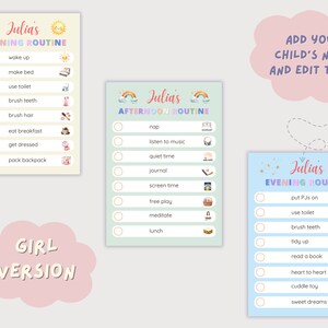 Editable Kids Daily Routine Chart | Morning Routine | Bedtime Routine ...