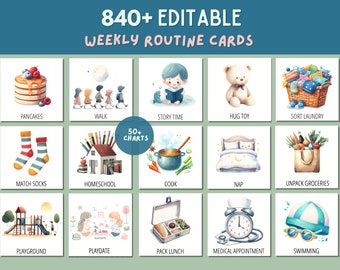Fun Daily Routine Cards for Toddlers Editable - Etsy