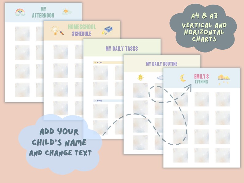 Editable Daily Routine Cards for Kids Chore Charts Daily Schedule for ...