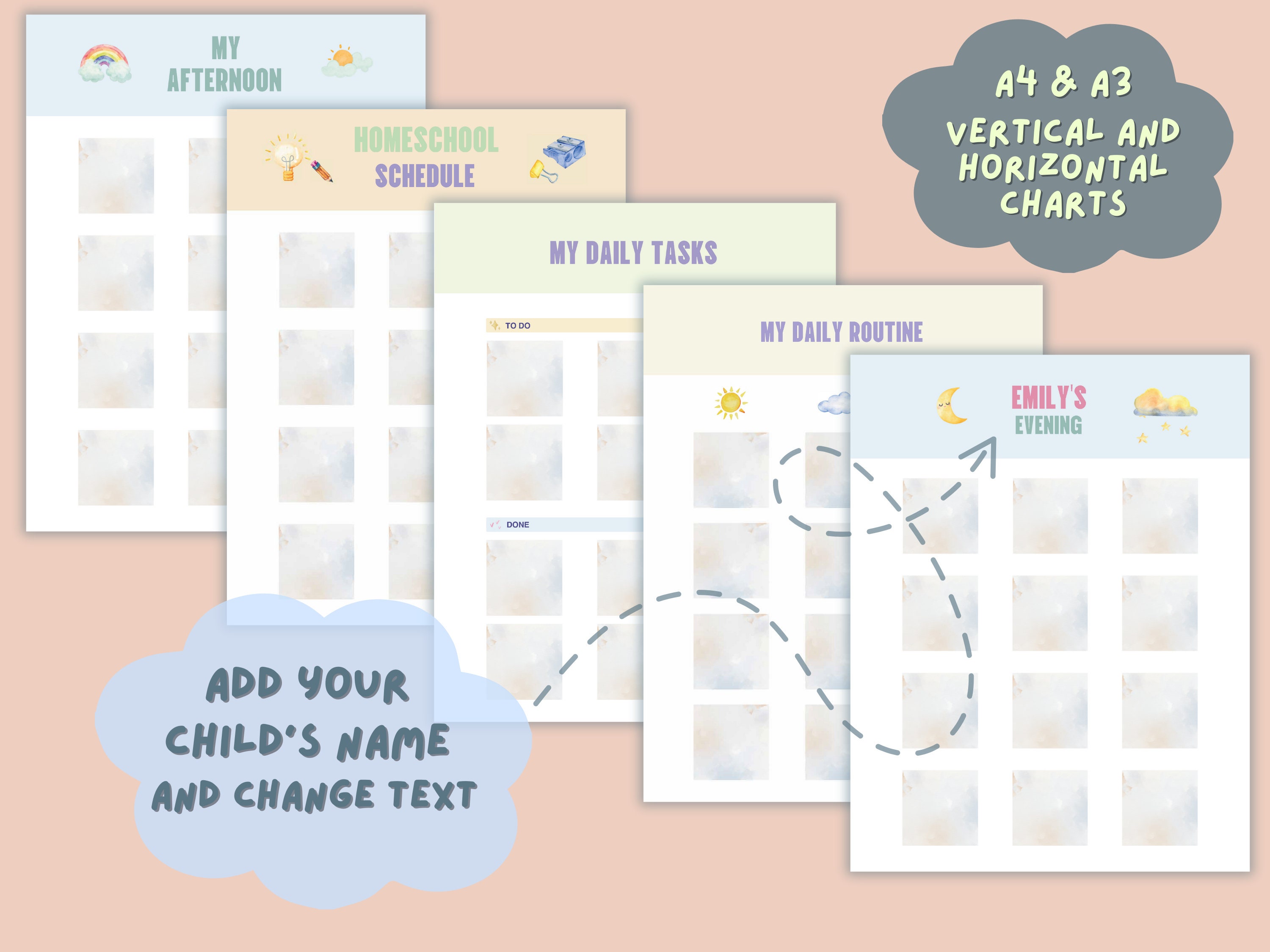 Editable Daily Routine Cards for Kids Chore Charts Daily Schedule for ...