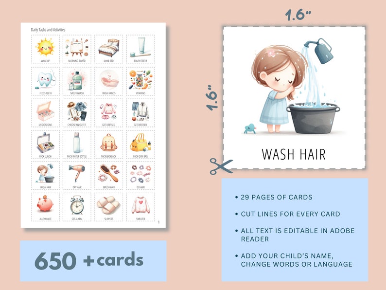 Editable Daily Routine Cards for Kids Chore Charts Daily Schedule for ...