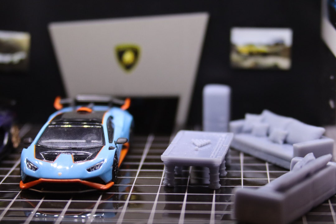 164 Scale Diorama Objects Couches, Pool Table, Fridge for Diorama House ...