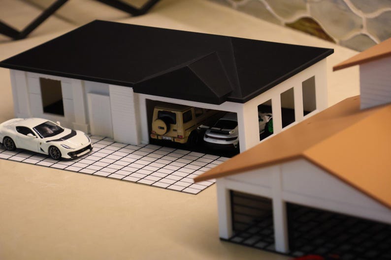 1/64 Scale Suburban Home Diorama: Modern Two-car Garage Display - Etsy
