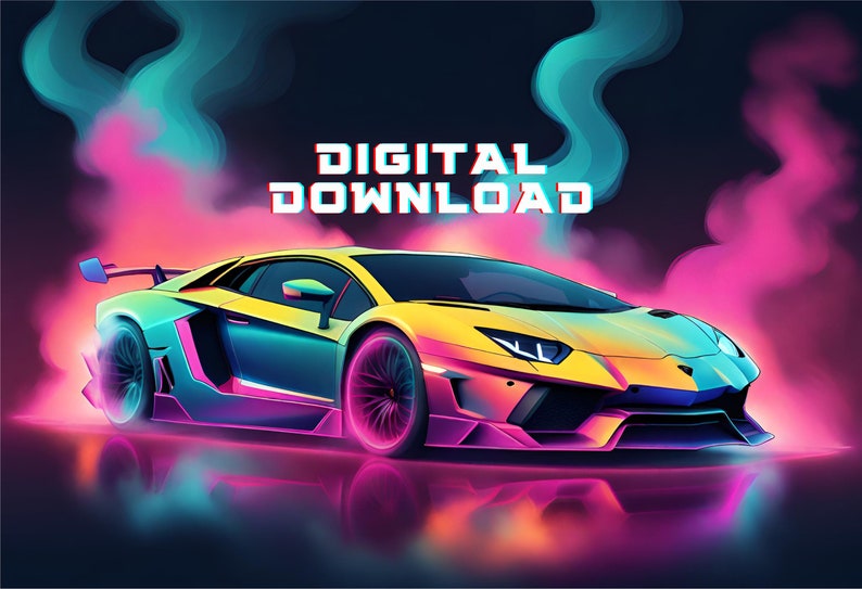 Lamborghini Inspired Digital Artwork, Digital Car, Car Poster Art ...