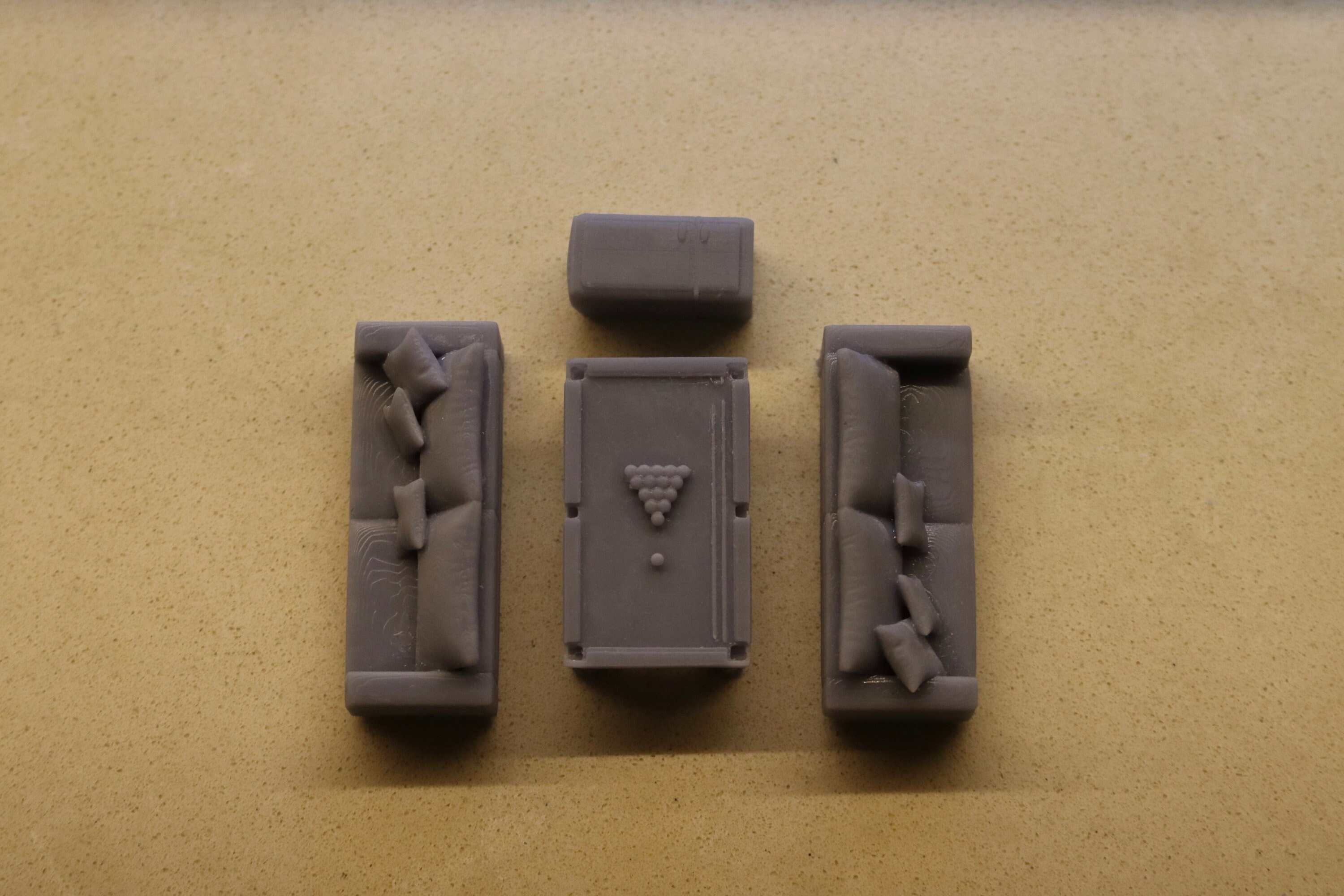 164 Scale Diorama Objects Couches, Pool Table, Fridge for Diorama House ...