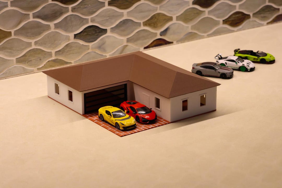 1:64 Scale Car Diorama House With Garage | 3D Printed Display for ...
