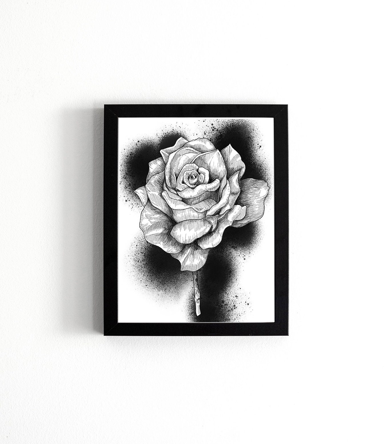 Digital Download Black Rose Drawing Printable Art, Hand Made Floral Art ...