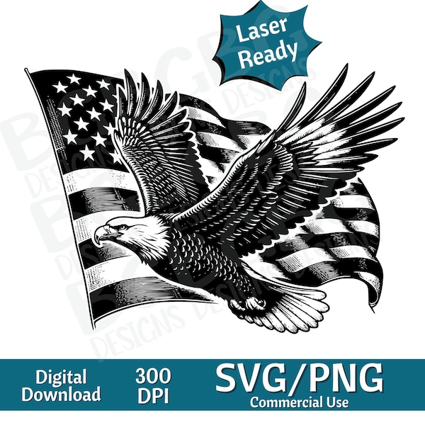 Flag Eagle Clip Art - Etsy