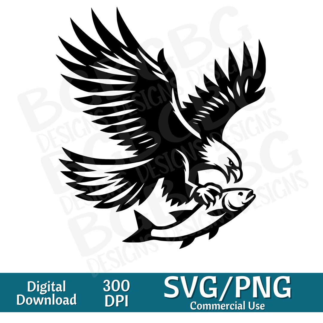 Eagle Catching Fish SVG, Eagle SVG, Fish Svg, Png, Vector Graphic ...