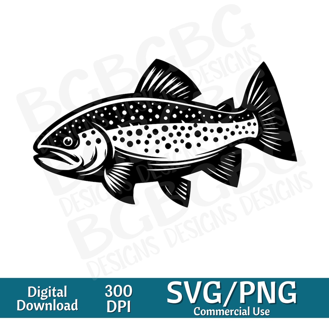 Trout SVG, Brown Trout, Rainbow Trout SVG, Black Bass SVG, Svg, Png ...