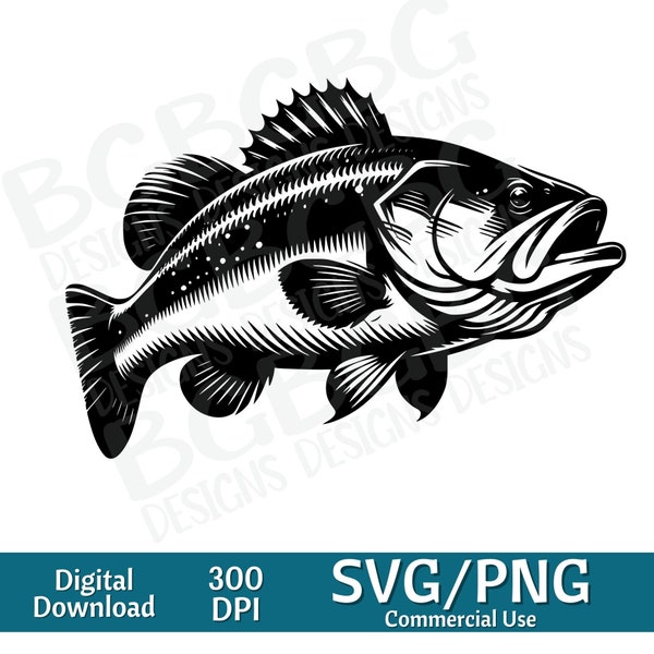 Bass Fishing Svg - Etsy